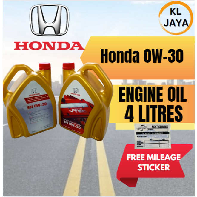 Honda SN OW-30 Genuine Engine Oil 4L 4Litres Free Mileage Sticker Minyak Hitam Enjin Kereta | Lazada