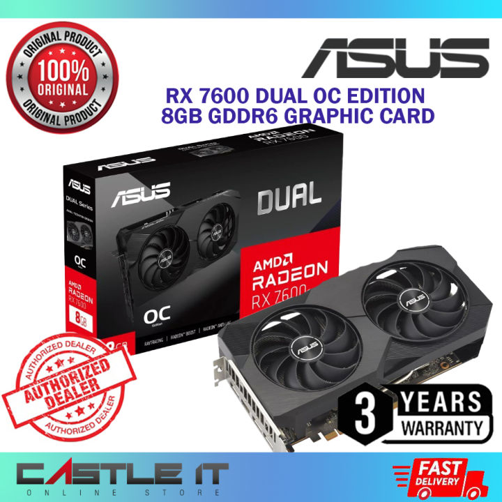 ASUS RX 7600 8GB GDDR6 DUAL EDITION OC ATI AMD Radeon RX7600 8G D6 ...