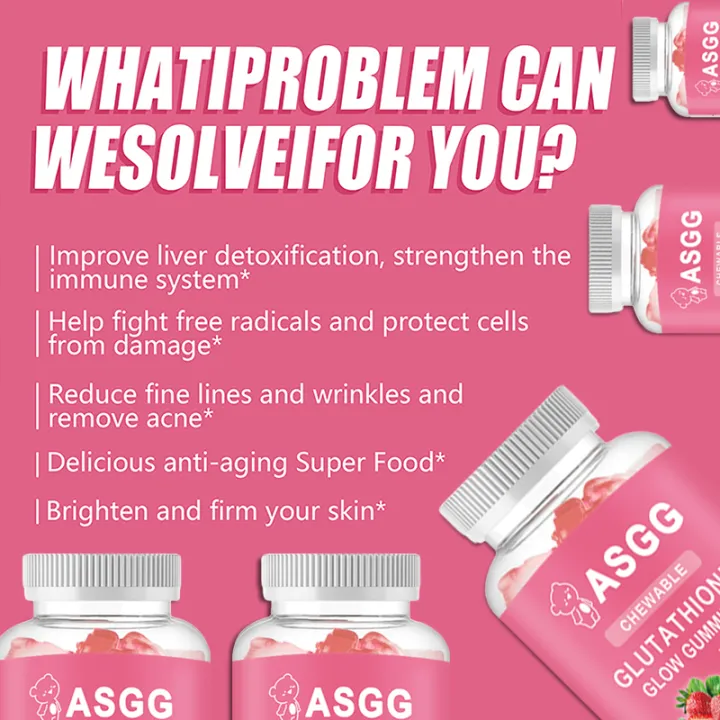 ASGG Glutathione Collagen Glow Glutathione Gummies with Vitamin C Skin ...