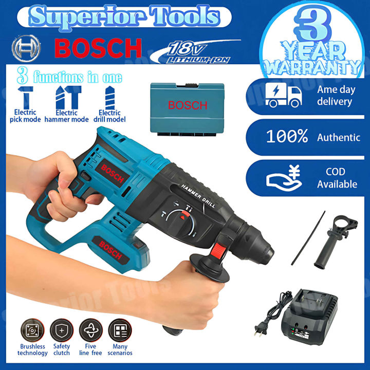 BOSCH 198V Cordless Brushless Electric Hammer Multi-functional Impact ...