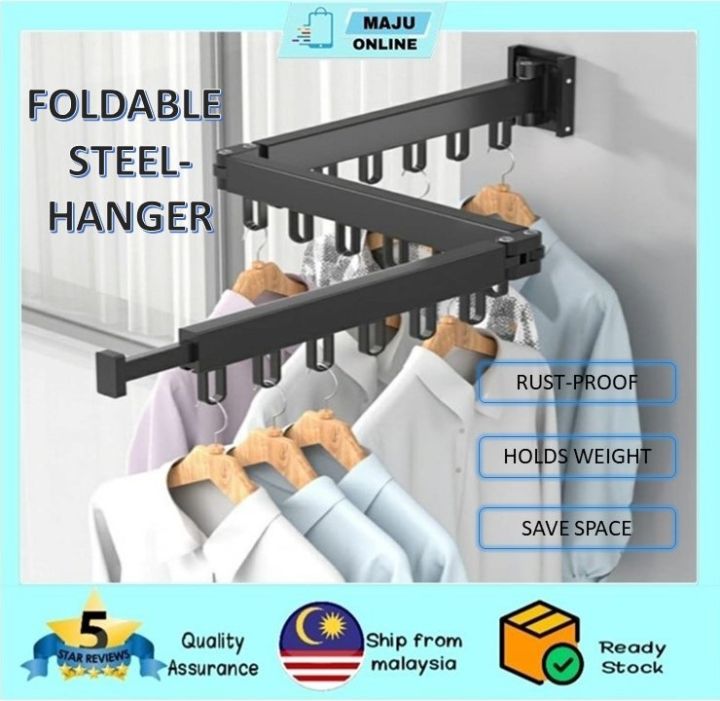 💥Local Ship💥Foldable Wall Cloth Rack Hanger Drying Rack Retractable ...