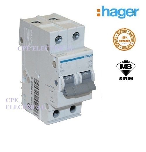HAGER MY 6A 10A 16A 20A 32A 40A 63A 2 Pole MCB 4.5KA WITH SIRIM APPROVE | Lazada