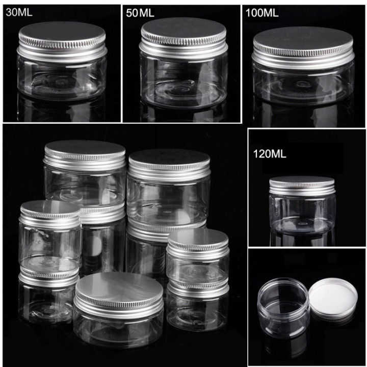Transparent Plastic Cans with Aluminum Lid Plastic Bottle Container ...