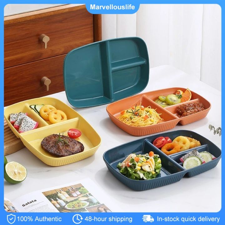 Divided Dish Diet Reusable Dinner Plate Kitchen Dinnerware Portion ...