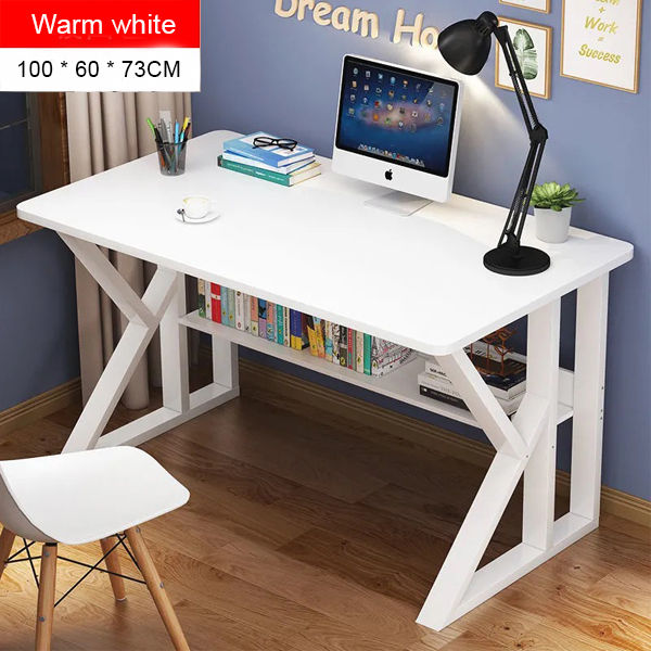 Computer Desk Modern Simple Home Office Desk Wood Metal Writing Study ...
