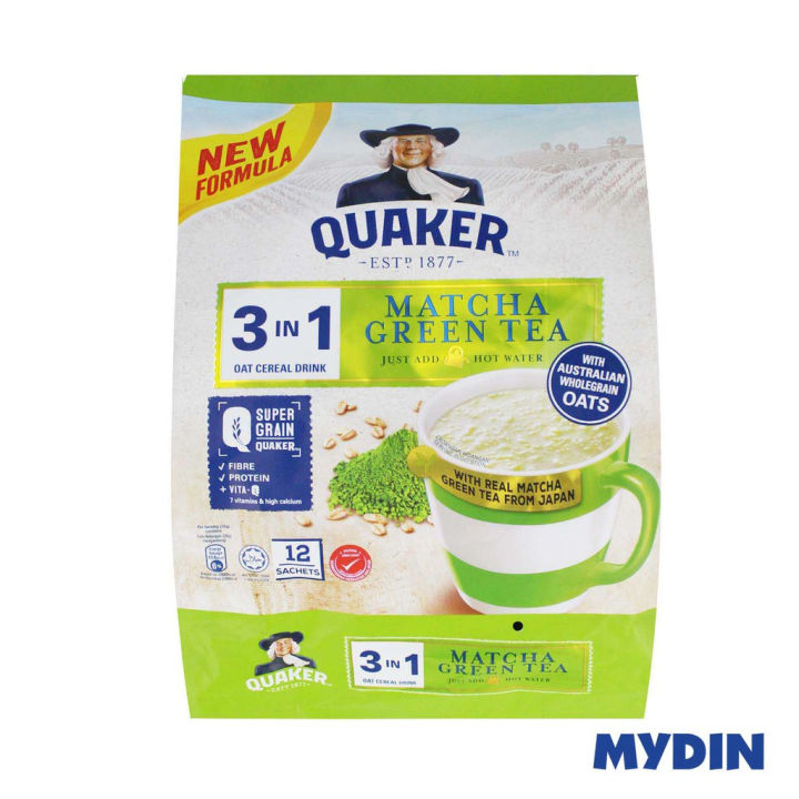 Quaker 3 in 1 Oat Cereal Drink Matcha Green Tea (12's x 28g) | Lazada