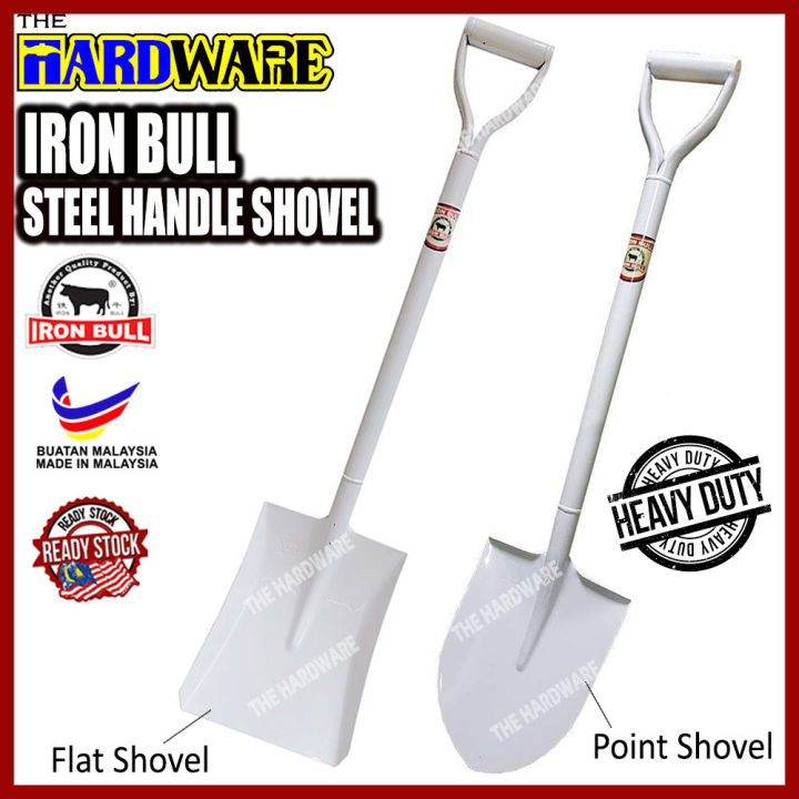 [Square/Point]Iron Bull Heavy Duty Shovel With Steel Handle/Skop Tanah ...