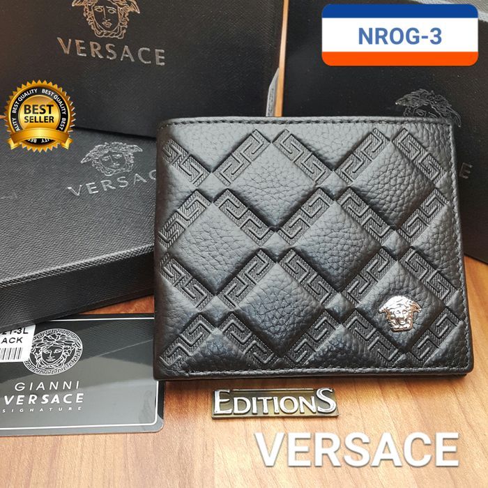 DOMPET PRIA KULIT ASLI IMPORT TERBAIK TERMURAH VERSACE BLACK | Lazada ...