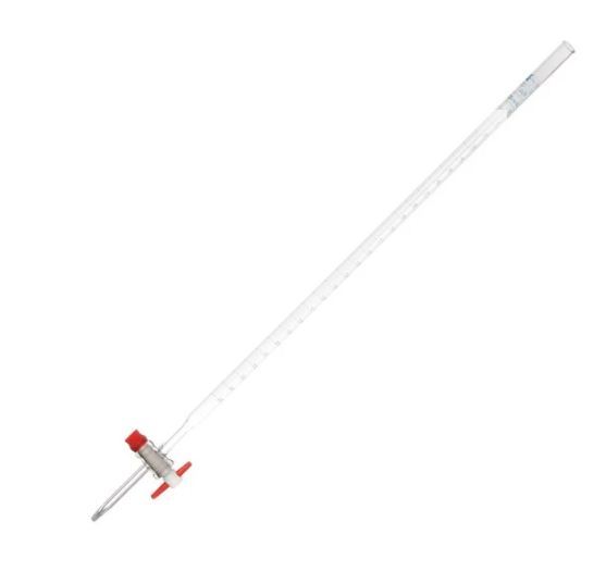 BURETTE,WITH GLASS STRAIGHT STOPCOCK, CLASS A BOROSILICATE AMBER PRINT ...