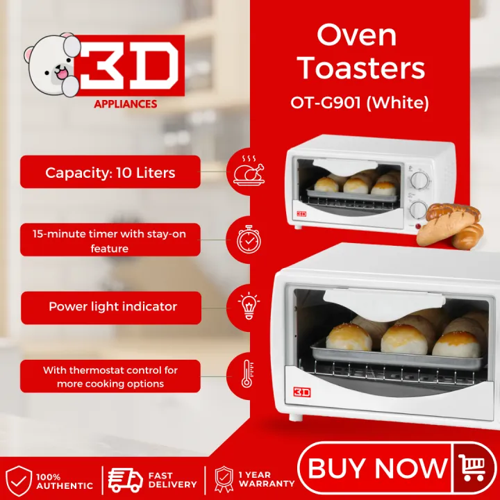 3D OT-G901 Minimalist Electric Oven Toaster 10L | Lazada PH
