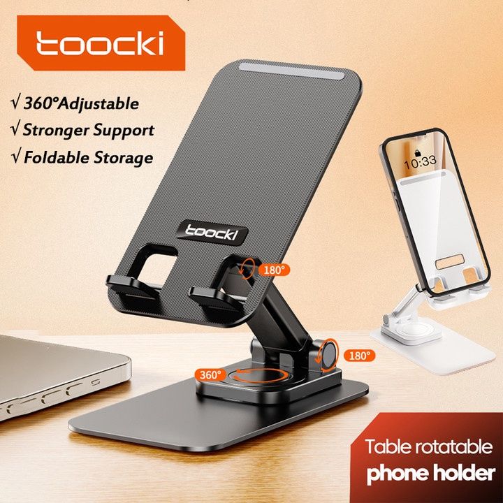Toocki 360 Degree Rotatable Metal Mobile Phone Stand Foldable Desktop ...