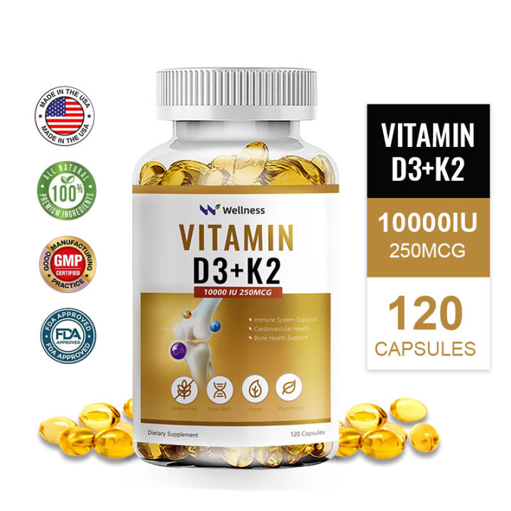 Wellness Vitamin D3+K2 Capsules 10000 IU D3 120pcs | Lazada PH
