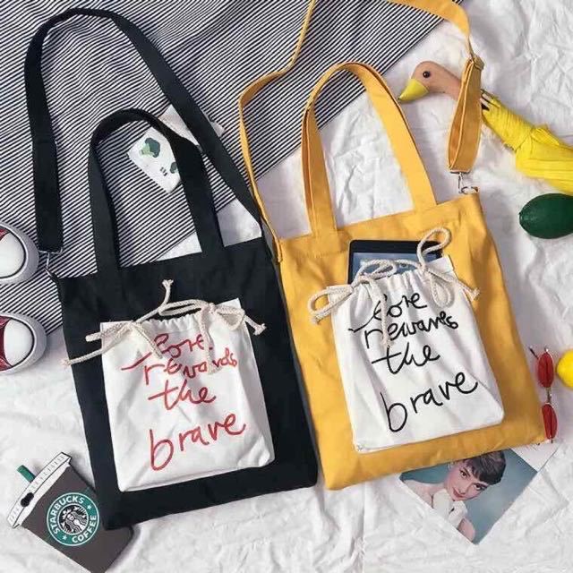 Korean Canvas Bag (Design No.18) Shoulder Crossbody Tote bag With 2 ...