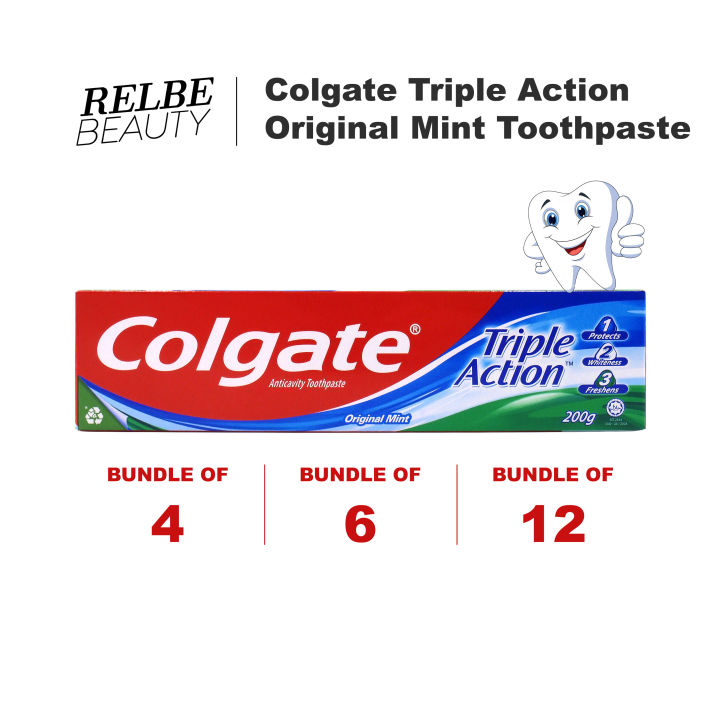 [BUNDLE OF 4/6/12] COLGATE TOOTHPASTE TRIPLE ACTION 200G RELBE BEAUTY ...