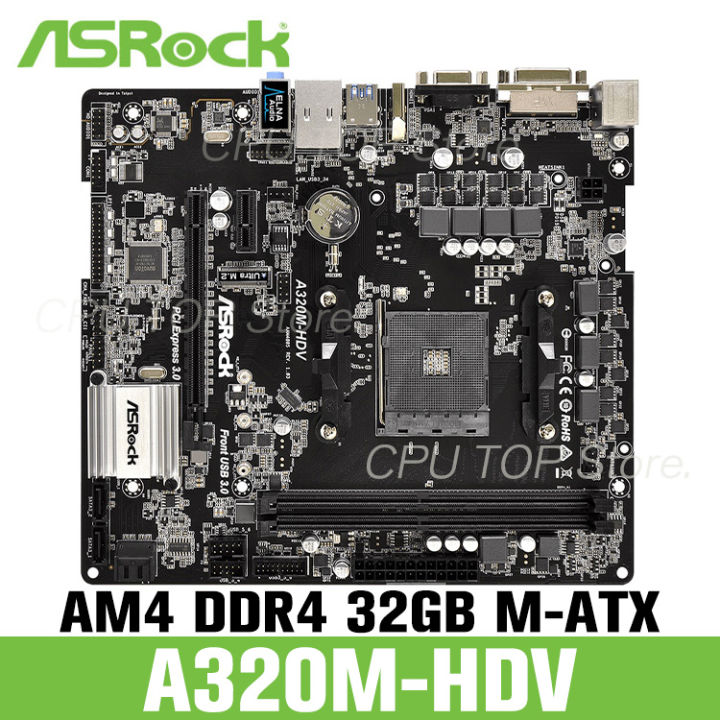 ⚡️For ASRock A320M-HDV Motherboard AMD A320 Chipset Ryzen AM4 CPU DDR4 ...