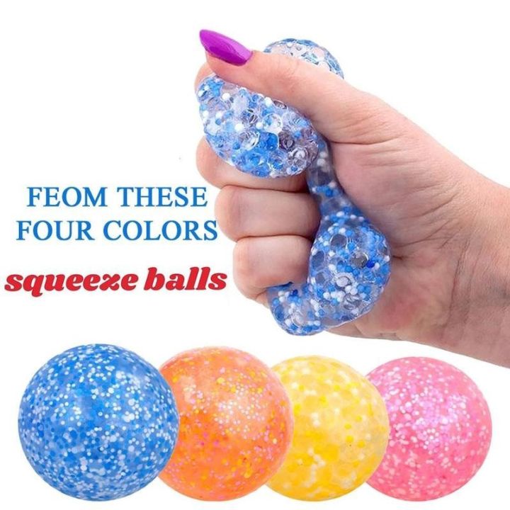 Fidget Ball Bead Stress Squeezable Hand Exercise Balls Relief Anti ...