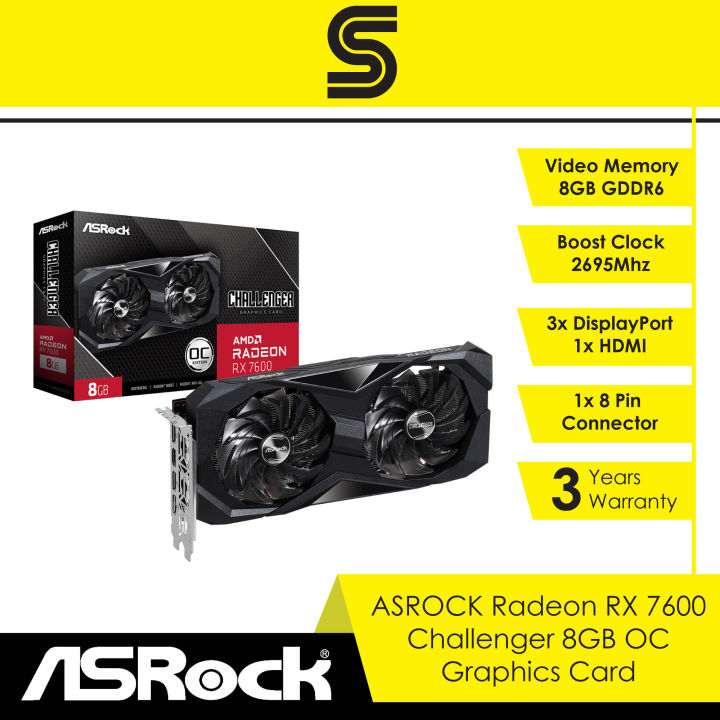 ASROCK Radeon RX 7600 Challenger 8GB OC Graphics Card | Lazada
