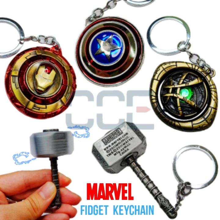 Marvel Fidget Keychain Stress Release Spinner Thor Hammer Spin Doctor ...