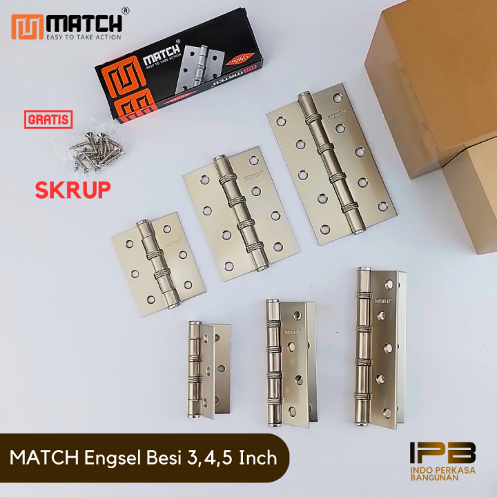 MATCH Engsel Besi Match 3" / 4" / 5 " inch GRATIS SKRUP Engsel Besi ...