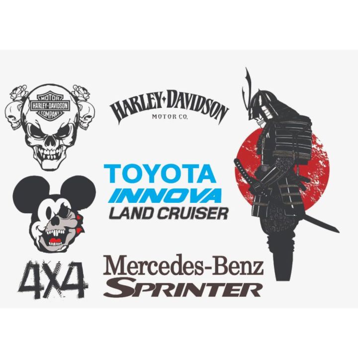 Sticker dán xe ô tô 5 chỗ, 7 chỗ, xe bán tải mẫu Mickey, Haley, Tiger ...