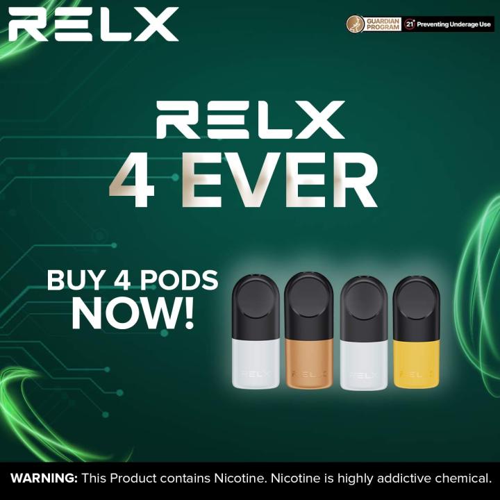 RELX PROMO - RELX 4 EVER (4 PODS) - (VAPE JUICE) For Essential Device, Infinity Device, Phantom ...