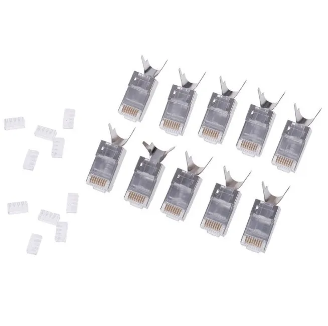LAN Cat 7 Plug Head Connector 10 Pieces FTP RJ45 8P8C Modular 1.3mm ...