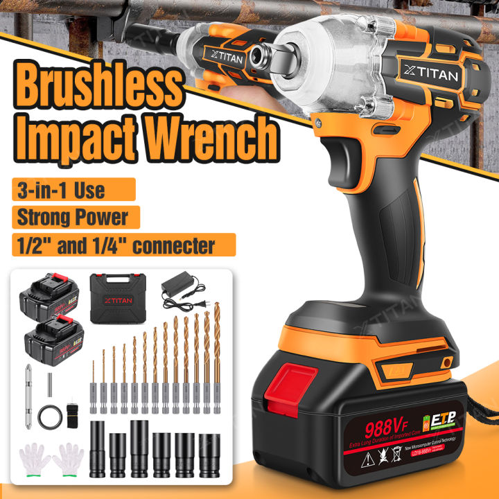 【ready Stock】xtitan 988vf Impact Wrench Cordless Original Electric