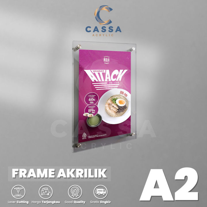 Frame Akrilik Bingkai Display Poster Akrilik Menu Dinding - Ukuran A2 ...