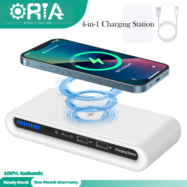 ORIA 4 in 1 Wireless Charging Station Phone Charger, Support 15W ...