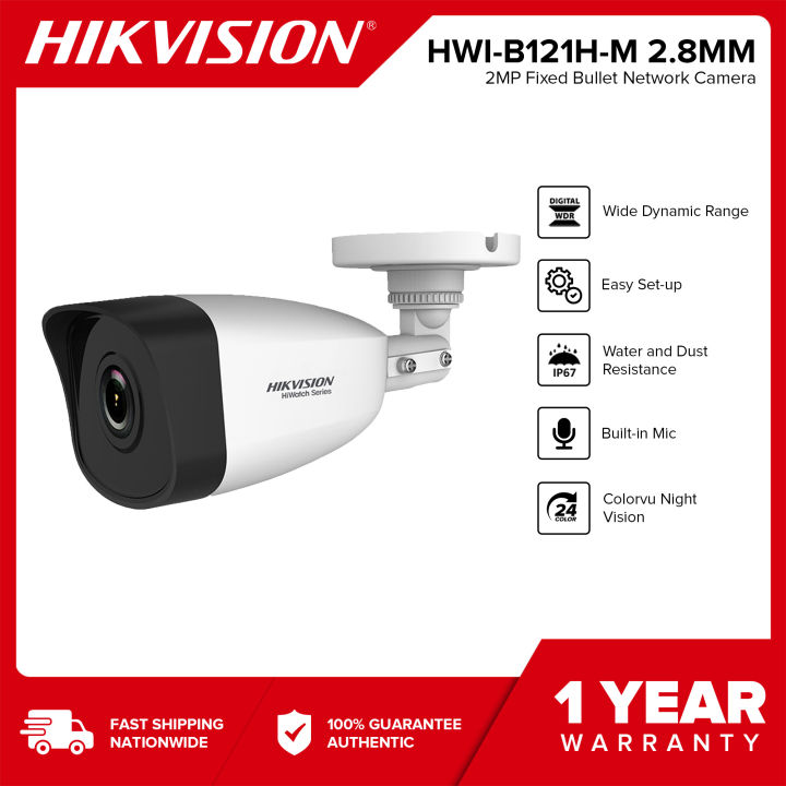 Hikvision HWI-B121H-M 2.8MM 2MP IR Fixed Network Bullet Camera Efficient H.265+ Compression ...