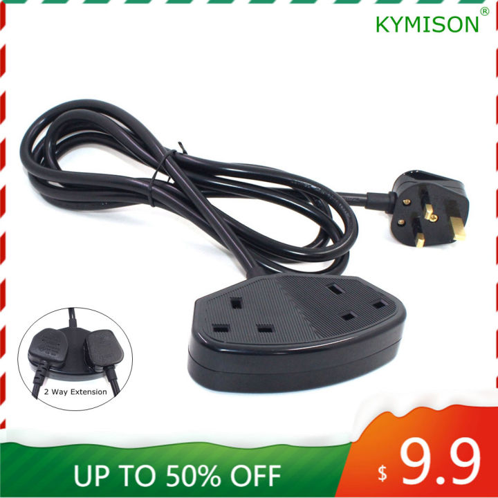 UK Male Plug to Double Female Socket Power Extension Cable With Fuse, 1 ...