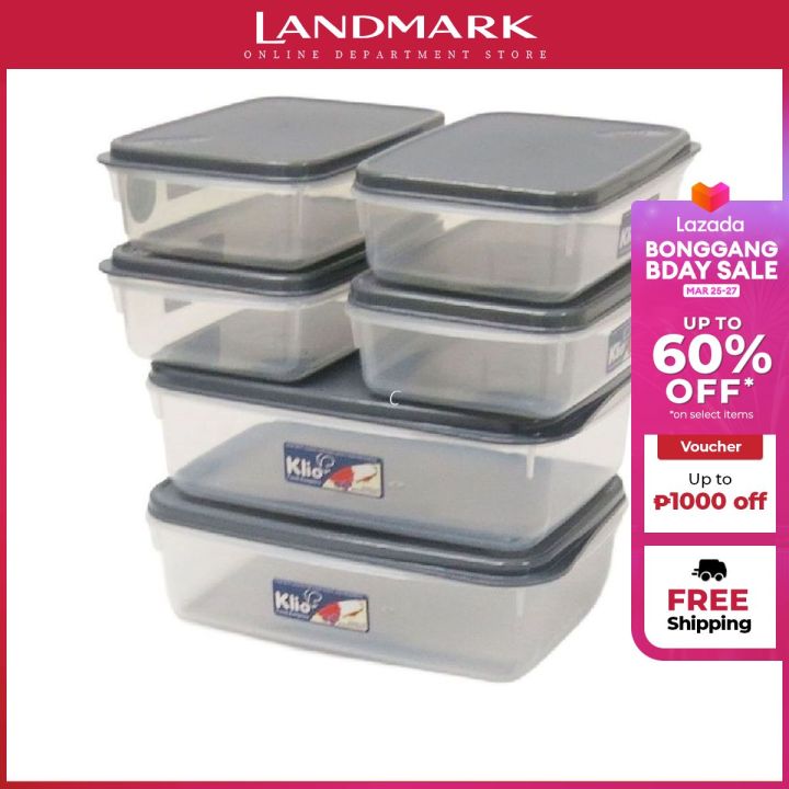 Klio Food Keeper 500ml Set of 6 - Gray (2Pc Kl-Rt02 1000Ml,4Pc Kl-Rt01 ...