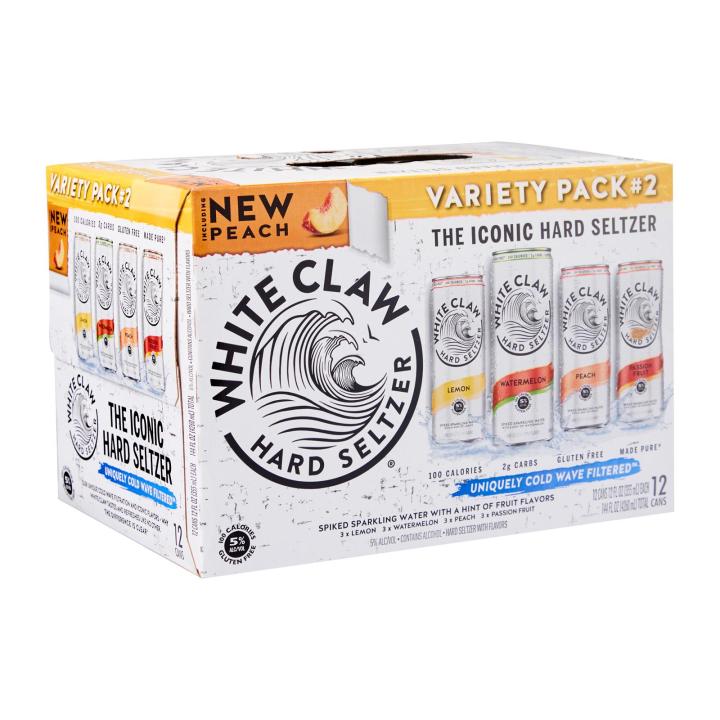 White Claw Variety Pack 2 - Lemon Passionfruit Watermelon Peach - 12 ...