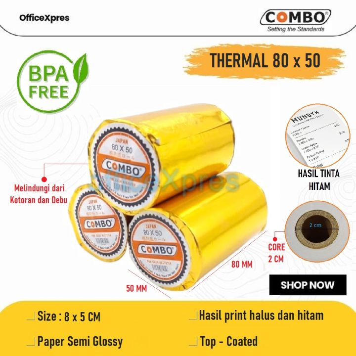 Kertas Struk Kasir - Kertas Thermal 80x50 - Thermal 80 x 50 Combo ...