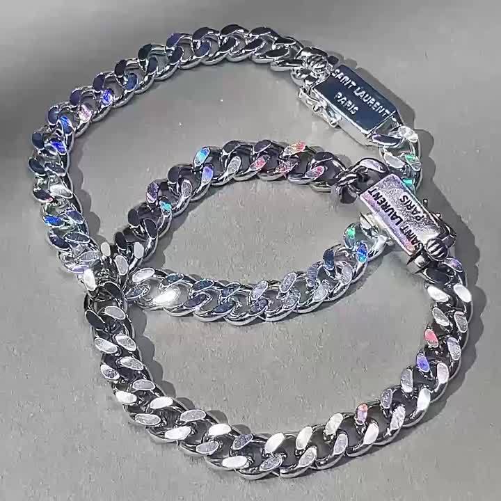 Rantaian Cuba Punk Perak R Thai Rajutan Badan anjang Rantai Sebat Kuda ...