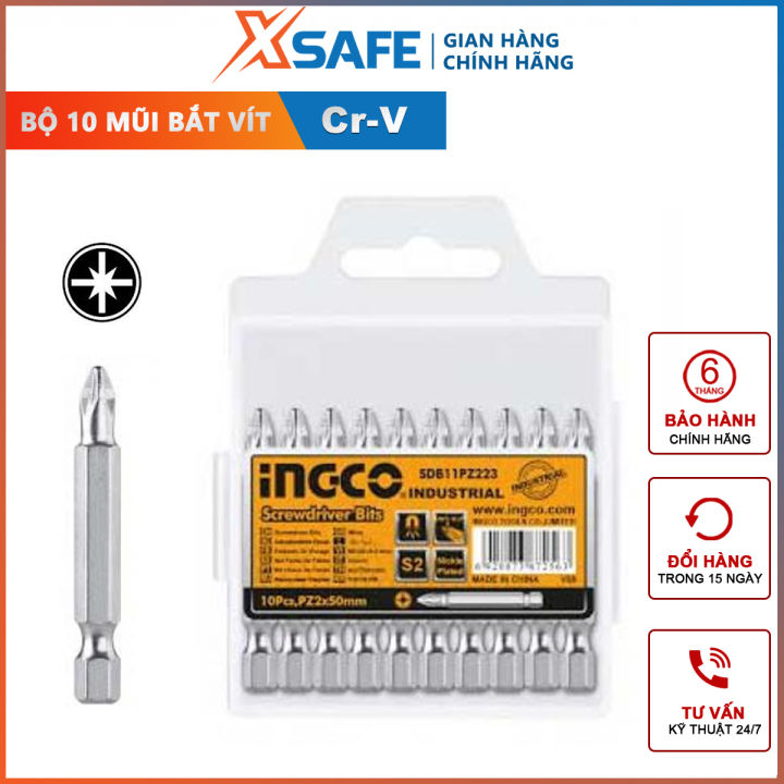 Bộ mũi siết vít đa năng INGCO size PZ1-PZ2-PZ3 10 chi tiết, mũi bắn vít ...