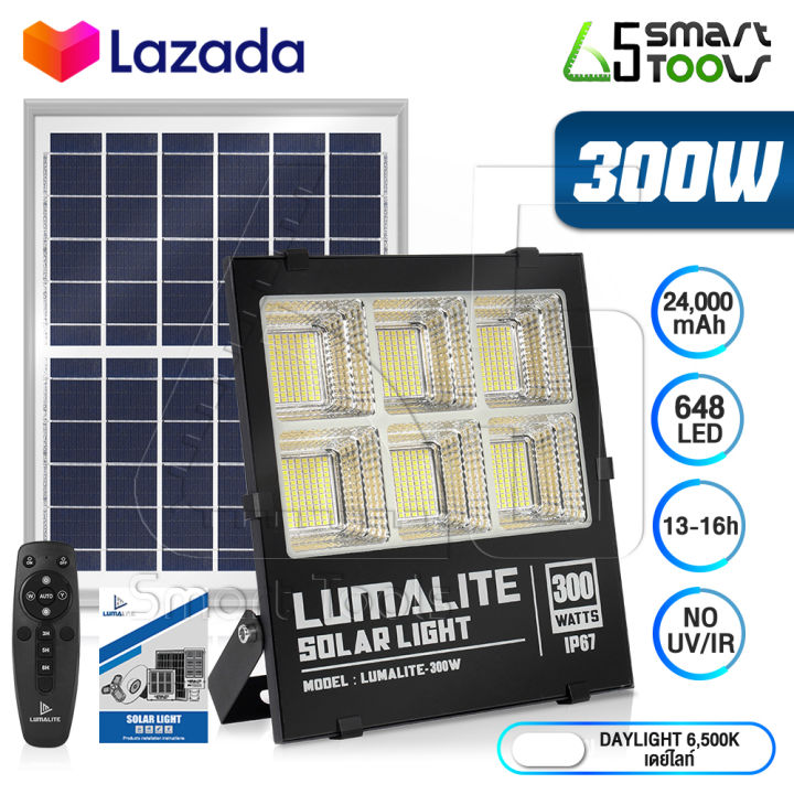 LUMALITE ไฟโซล่าเซลล์ ไฟสปอร์ตไลท์ 300W สี ขาว (White) / วอร์มไวท์ ...