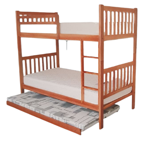 HAIM Solid Mahogany Wood Single Size Double Decker Bed with/without Pull Out In Cherry & Walnut ...