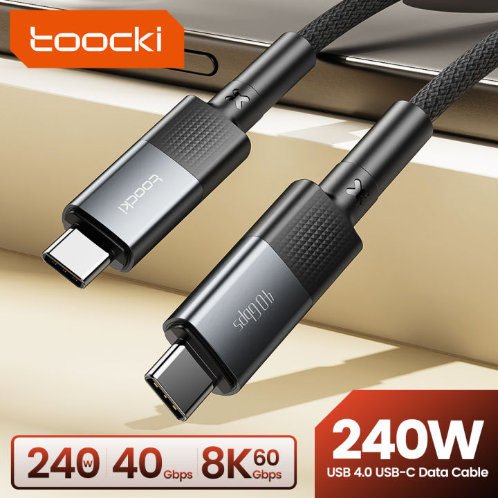 Toocki Cáp Cáp dữ liệu loại USB C sang USB C sạc nhanh PD 240W/60W Usb4.0 40Gbps USB-C cuộn dây ...