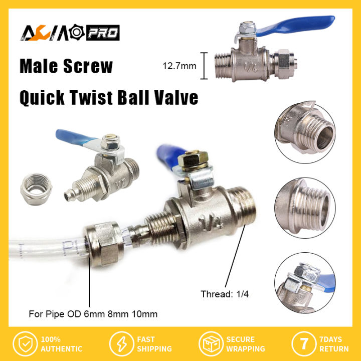 AumoPro 1pc Water Filter Ball Valve 1/4"Bsp Thread For Pipe OD 8mm 6mm ...