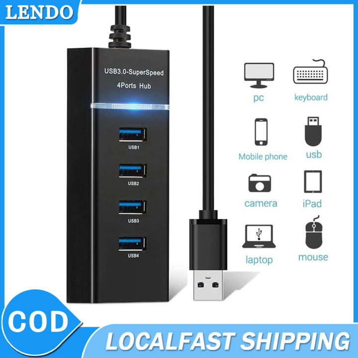 LENDO USB Hub 4 Ports USB 3.0 Hub Splitter High Speed Multi Splitter ...