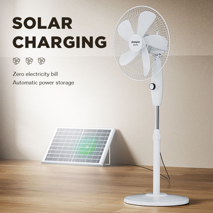 Dreepor Solar Electric Fan with Solar Panel Rechargeable outdoor Fan 17 ...