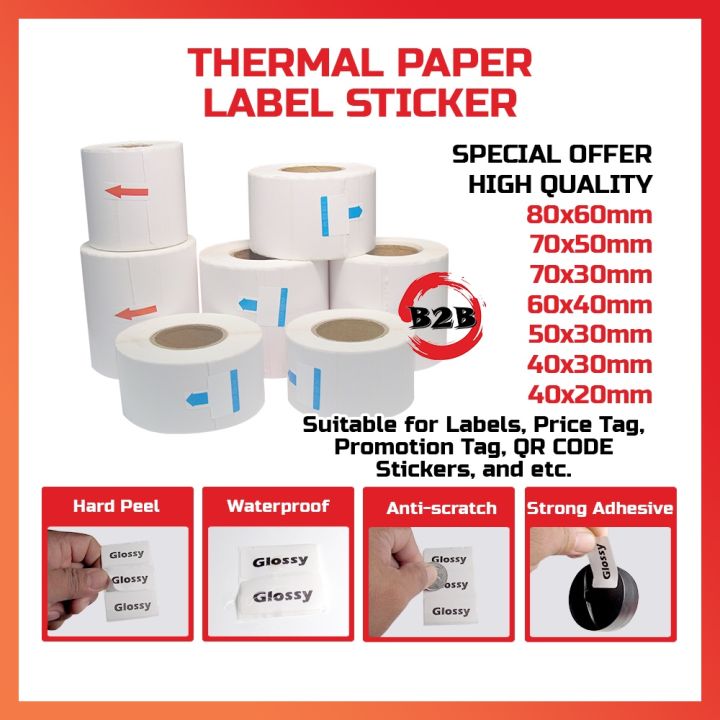 Thermal Barcode Sticker Paper Barcode Label 40x20 40x30 50x30 60x40 70x30 70x50 80x60 sticker ...