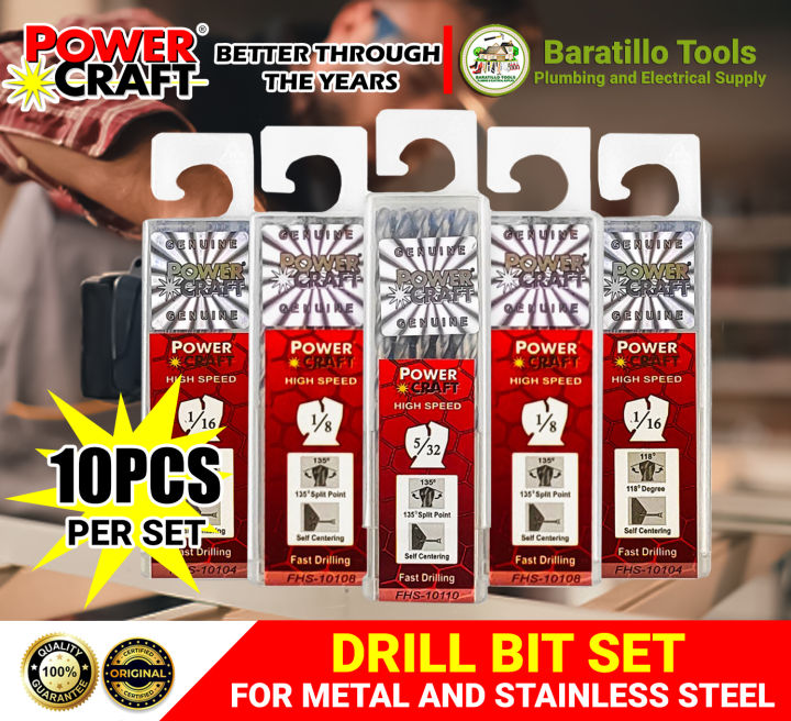Power Craft HSS Drill Bits 10pcs per Set for Metal and Stainless Steel ...