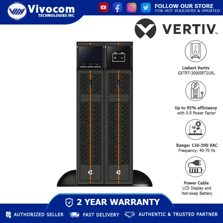 Vertiv Liebert GXTRT-3000IRT2UXL UPS GTX RT+ 3KVA 230V 2U Rack/Tower ...