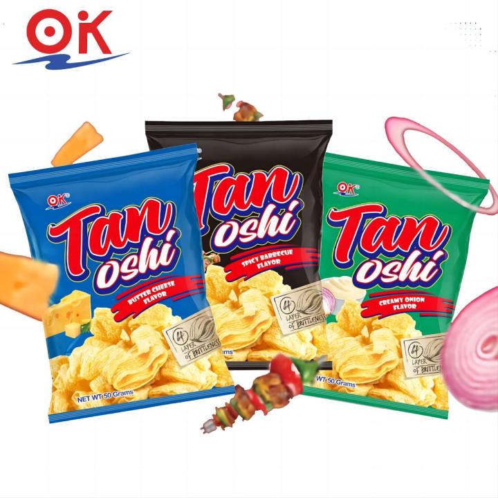 OK Tanoshi Butter Cheese 50g Chips Snacks Crips Creamy Onion Spicy ...