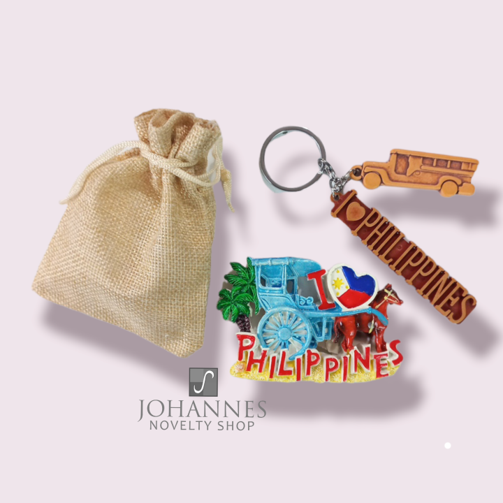 Philippine Souvenirs Ref Magnet and Keychain with Jute Pouch | Lazada PH
