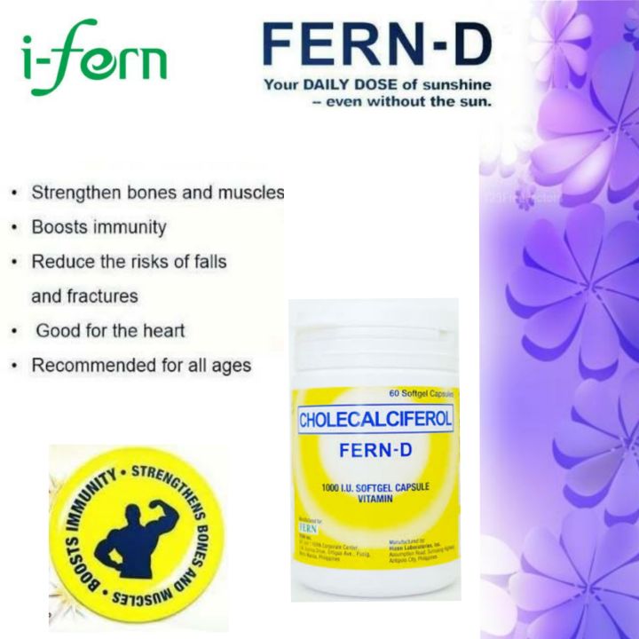 IFERN Fern D Vitamin D 60 Softgels Cholecalciferol 1 Bottle - pasoksabulsa | Lazada PH