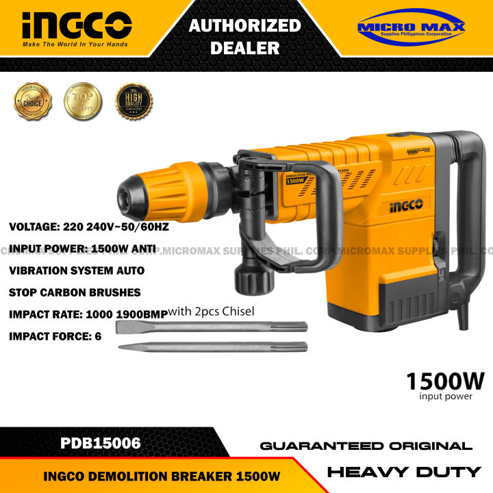 INGCO DEMOLITION BREAKER 1500W Anti-Vibration System Auto-Stop Carbon ...