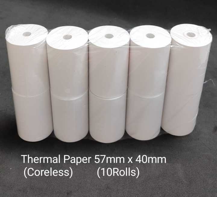(10 Rolls) - (57mm x 40mm x Coreless) - Thermal Paper Roll/ Thermal ...